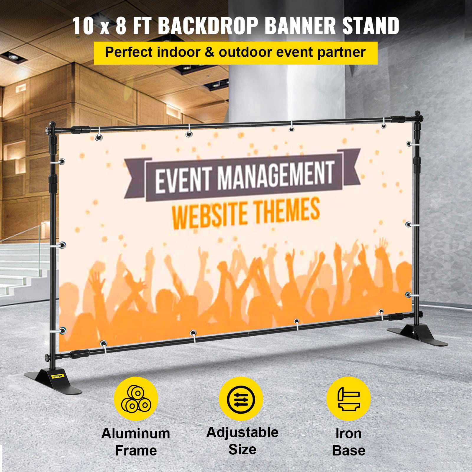 GetUSCart- VEVOR Backdrop Banner Stand 10 x 8 Ft Adjustable Height ...