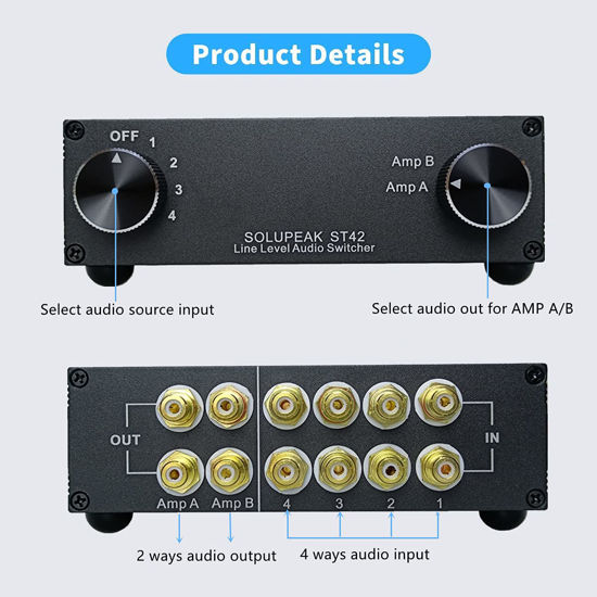 Getuscart Solupeak St42 4 Way Rca Audio Switch Source Signal Input Switcher Selector Splitter