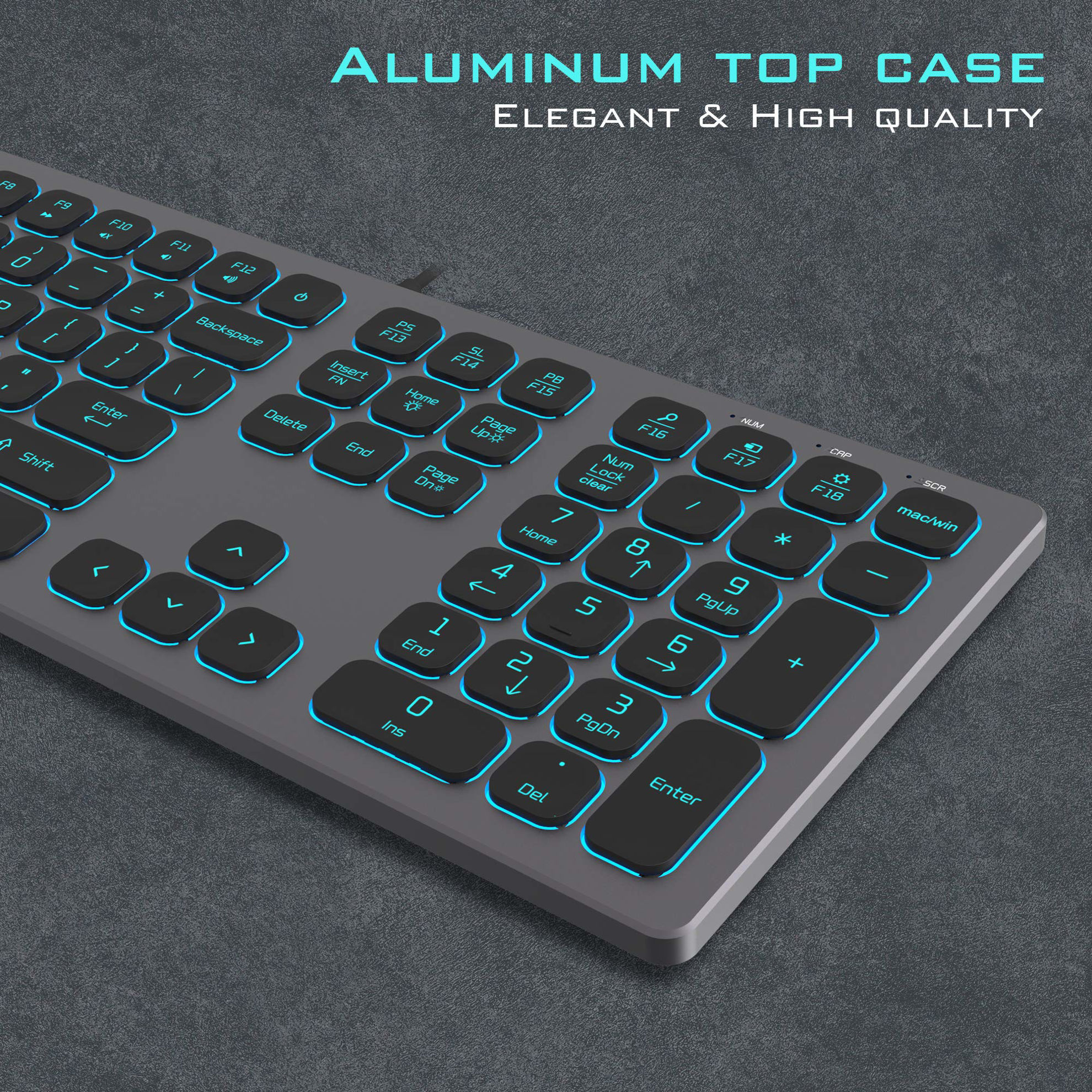 GetUSCart- POWZAN Aluminum Quiet Wired Keyboard Backlit- Slim Chiclet ...