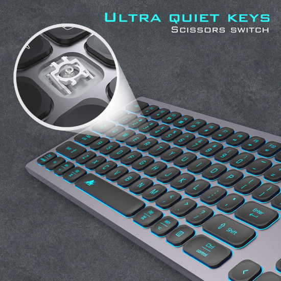 GetUSCart- POWZAN Aluminum Quiet Wired Keyboard Backlit- Slim Chiclet ...