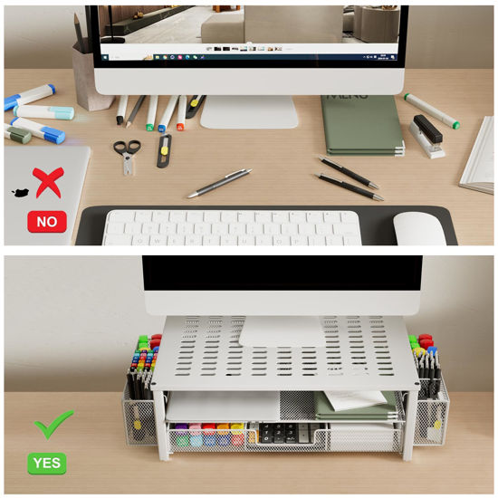 GetUSCart- gianotter Monitor Stand Riser, Desk Organizer with Drawer ...