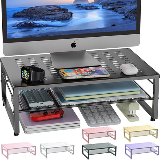 GetUSCart- gianotter 2-Tier Metal Monitor Stand Riser, Desk Accessories ...