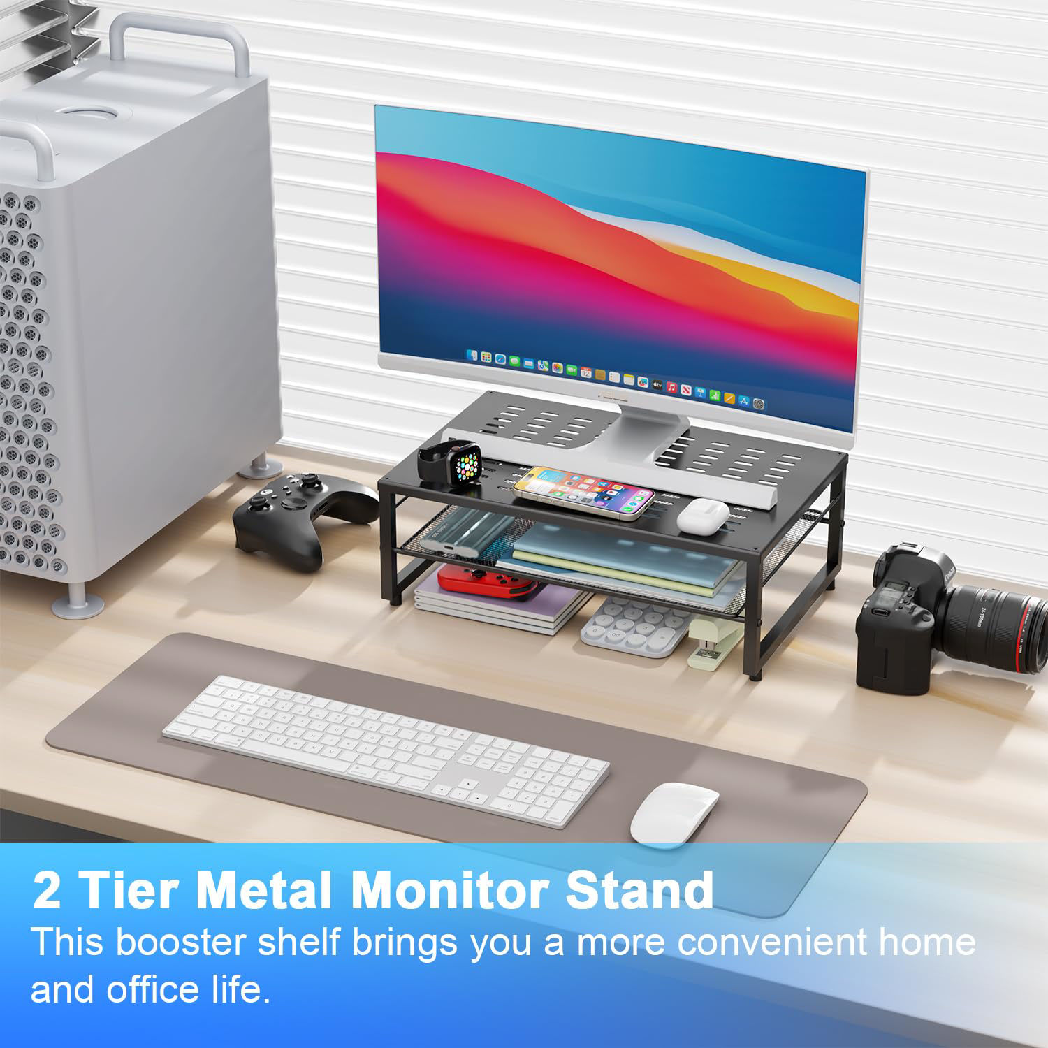 GetUSCart- gianotter 2-Tier Metal Monitor Stand Riser, Desk Accessories ...