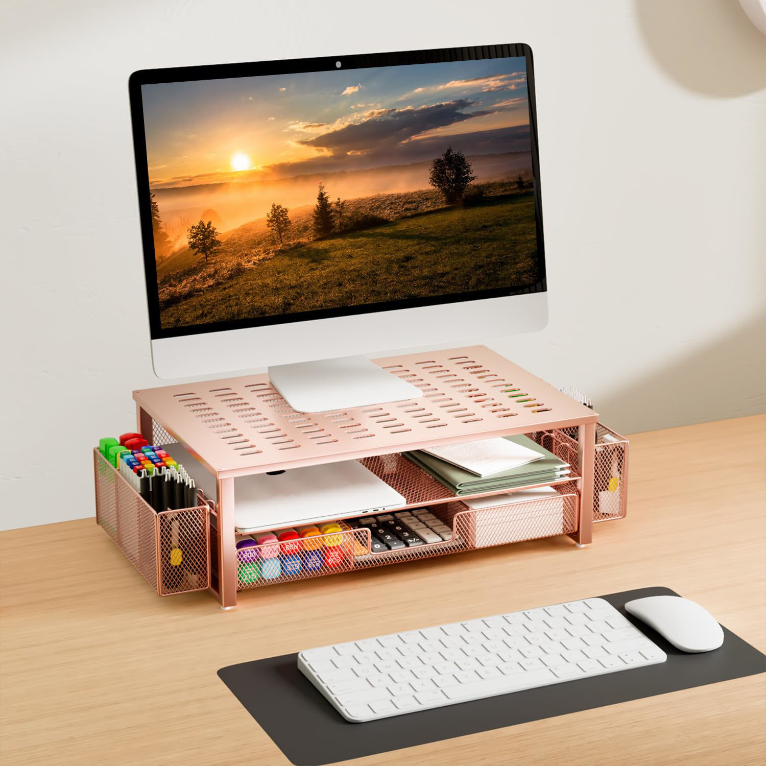 GetUSCart- gianotter Desk Computer Monitor Stand Riser with Drawer and ...