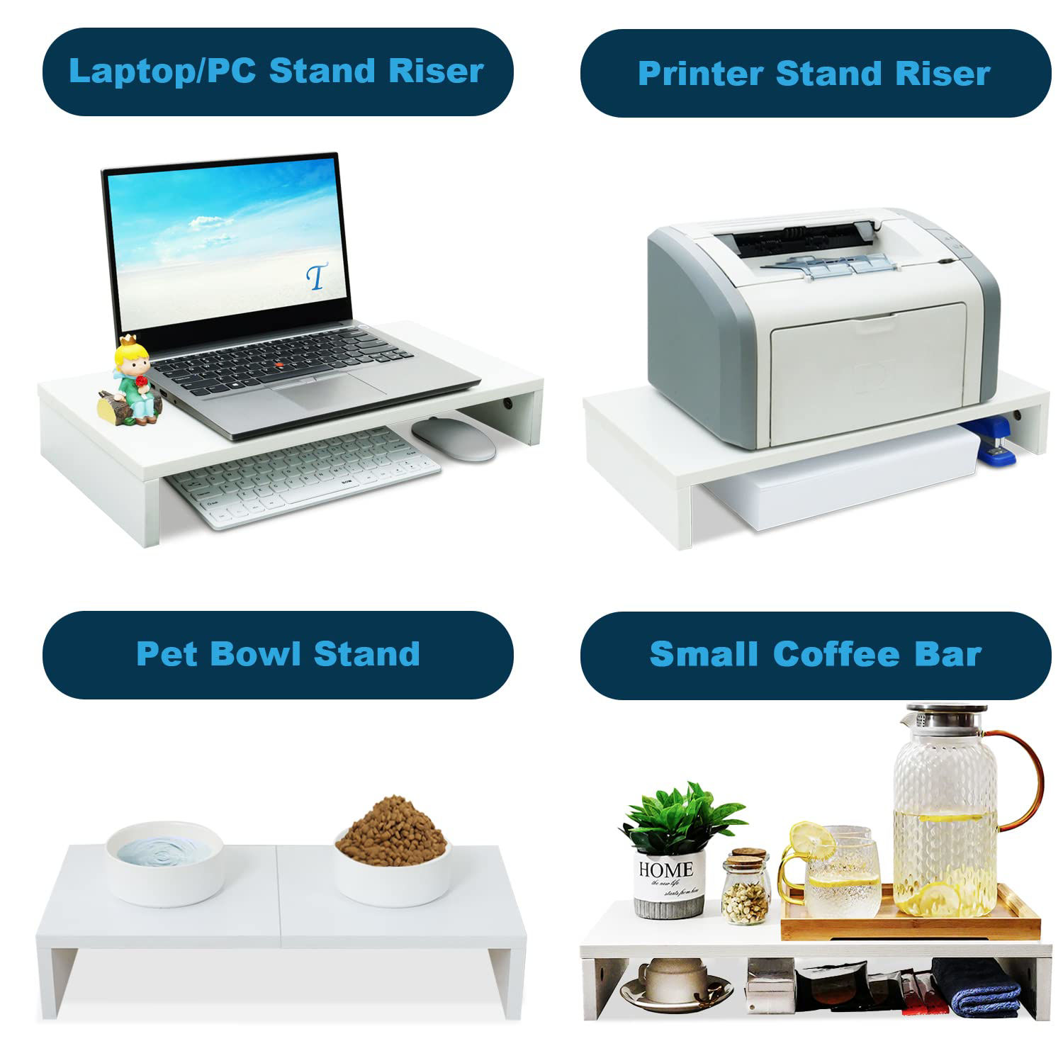 GetUSCart- TEAMIX 20 inch White Monitor Stand Riser, Wood Monitor Stand ...