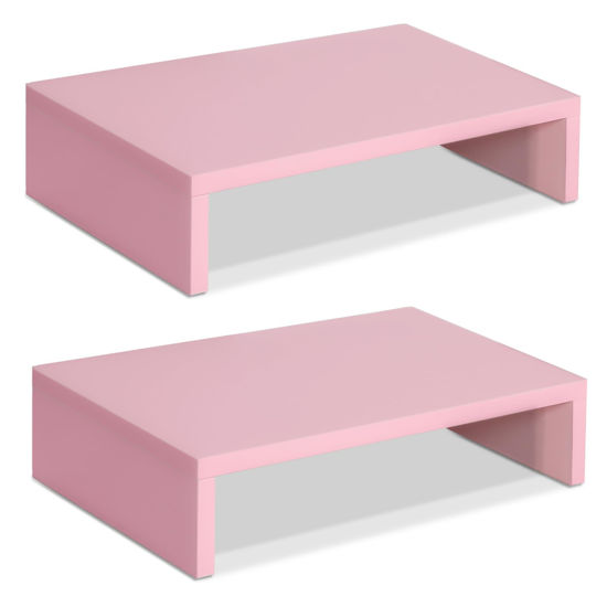 GetUSCart- TEAMIX Pink Monitor Stand Riser-2 Pack,Wood 2 Tier ...
