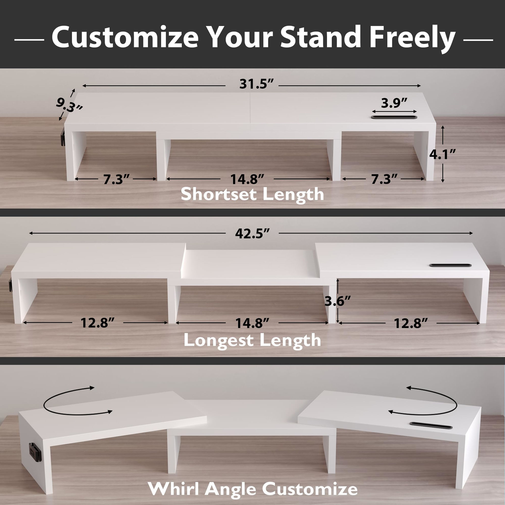 GetUSCart- BONTEC Dual Monitor Stand Riser with Smartphone Holder ...