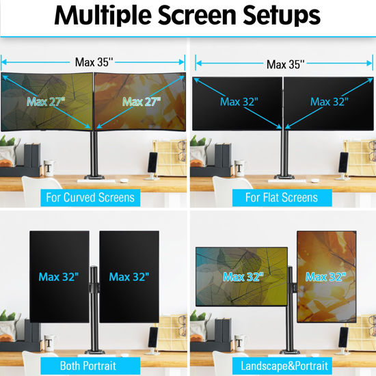 GetUSCart- MOUNTUP Dual Monitor Desk Mount, Max 32 Inch up to 19.8lbs ...