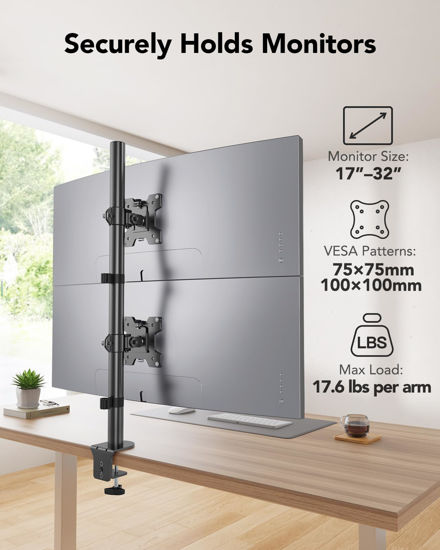 GetUSCart- HUANUO Vertical Dual Monitor Mount, Stacked Monitor Stand ...