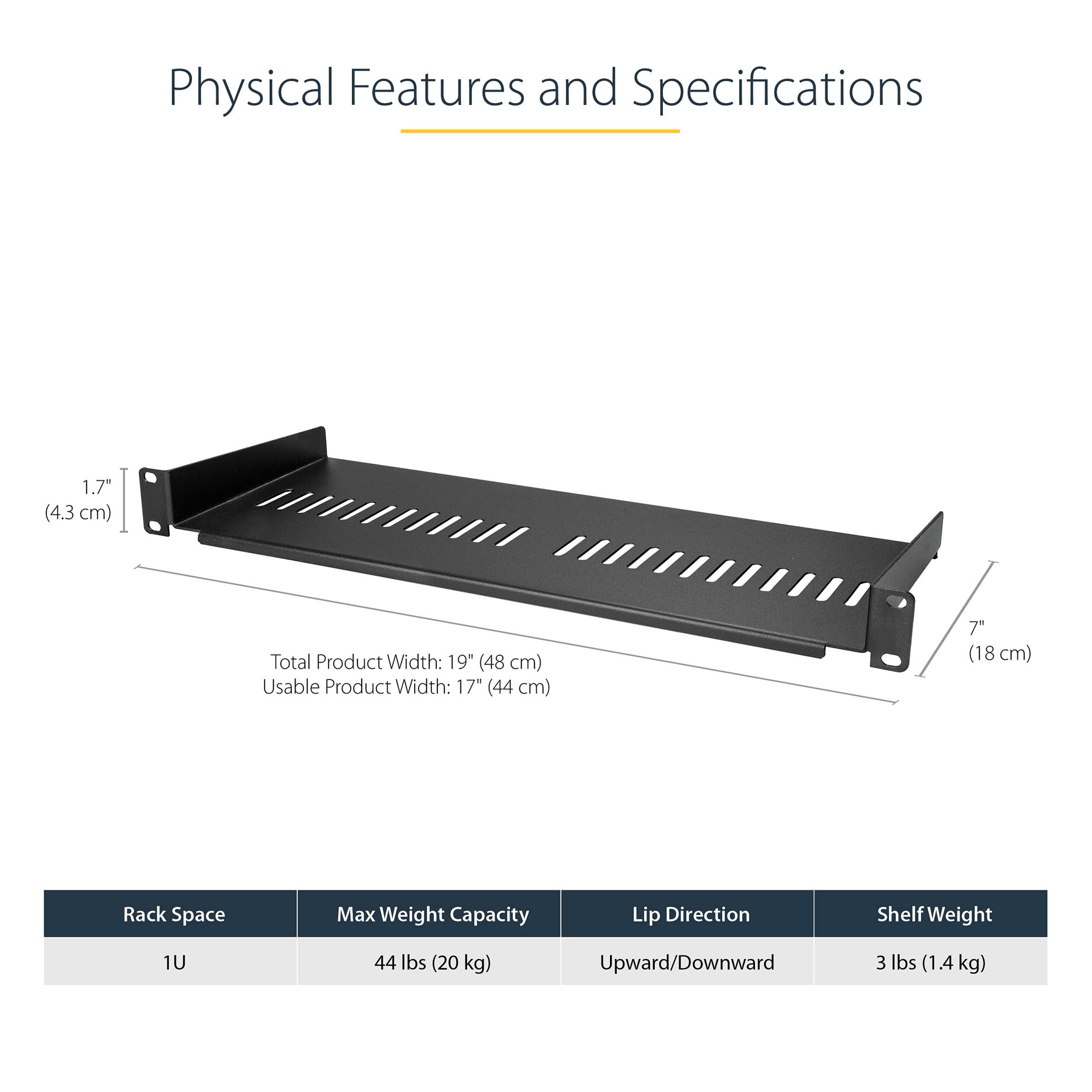 GetUSCart- StarTech.com 1U Server Rack Shelf - Universal Vented Rack ...