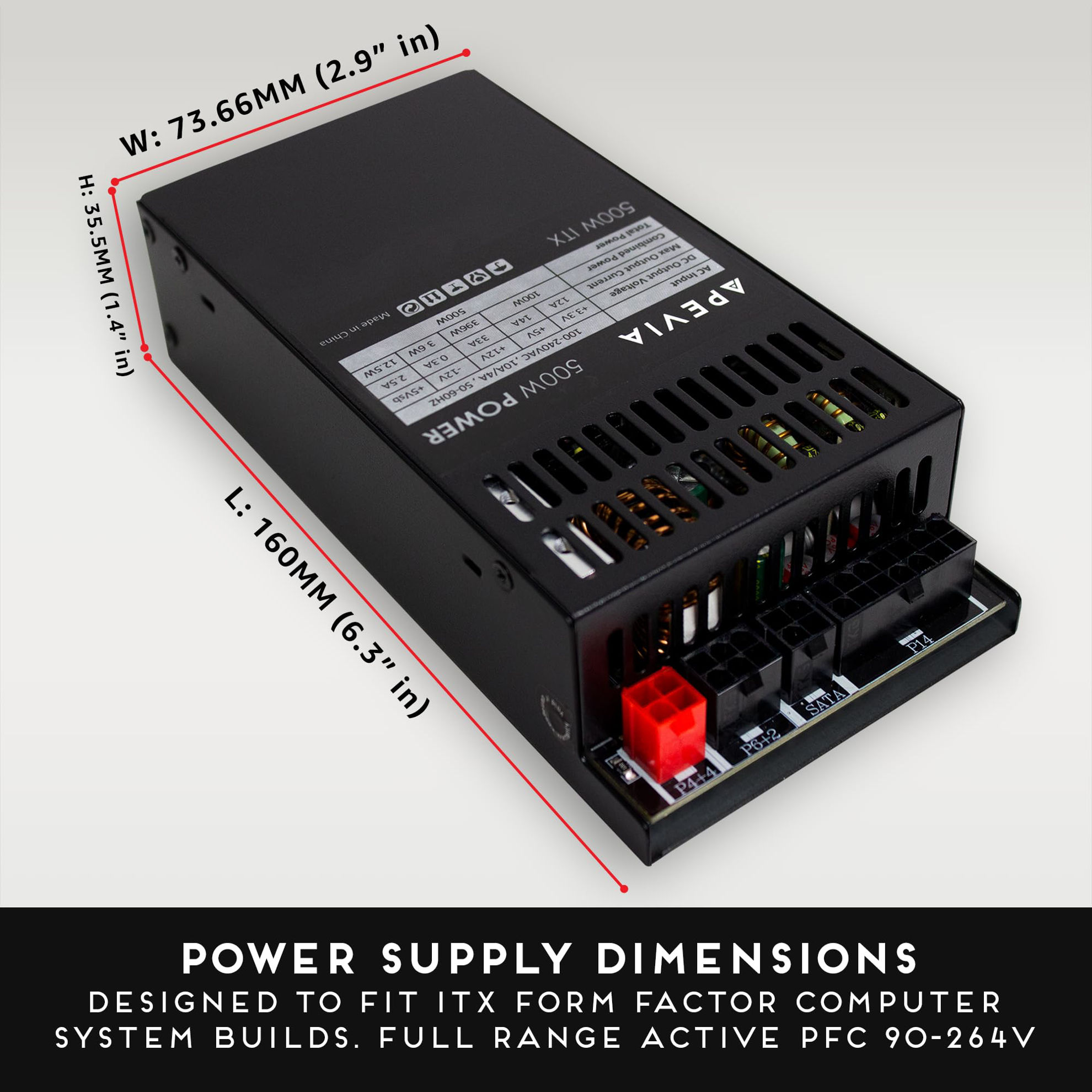 GetUSCart- Apevia ITX-PFC500W Mini ITX/Flex ATX / 1U 500W Fully Modular ...