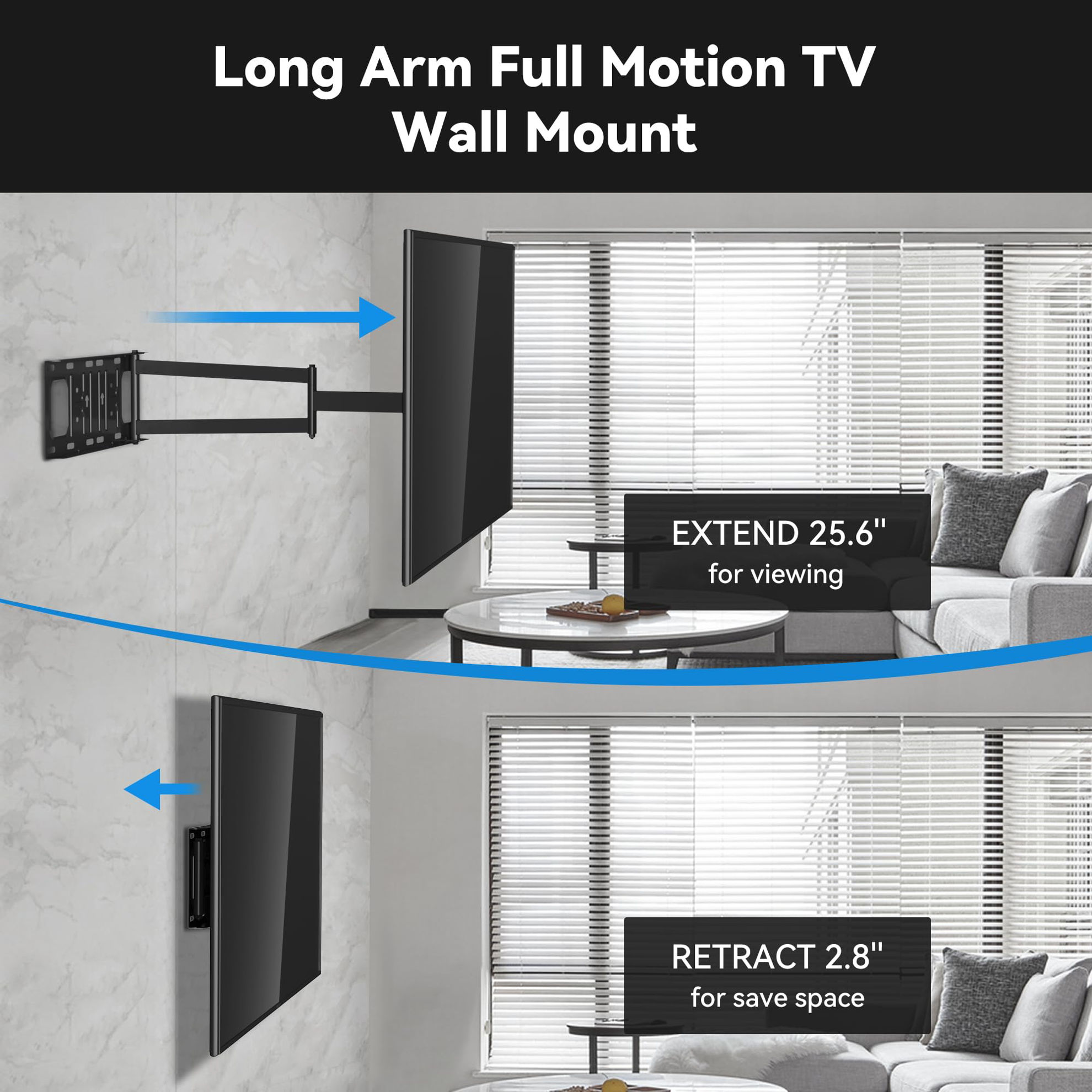 GetUSCart- FORGING MOUNT Long Arm TV Wall Mount for Most 26-60 Inch Flat Curved TVs, 25.6inch ...
