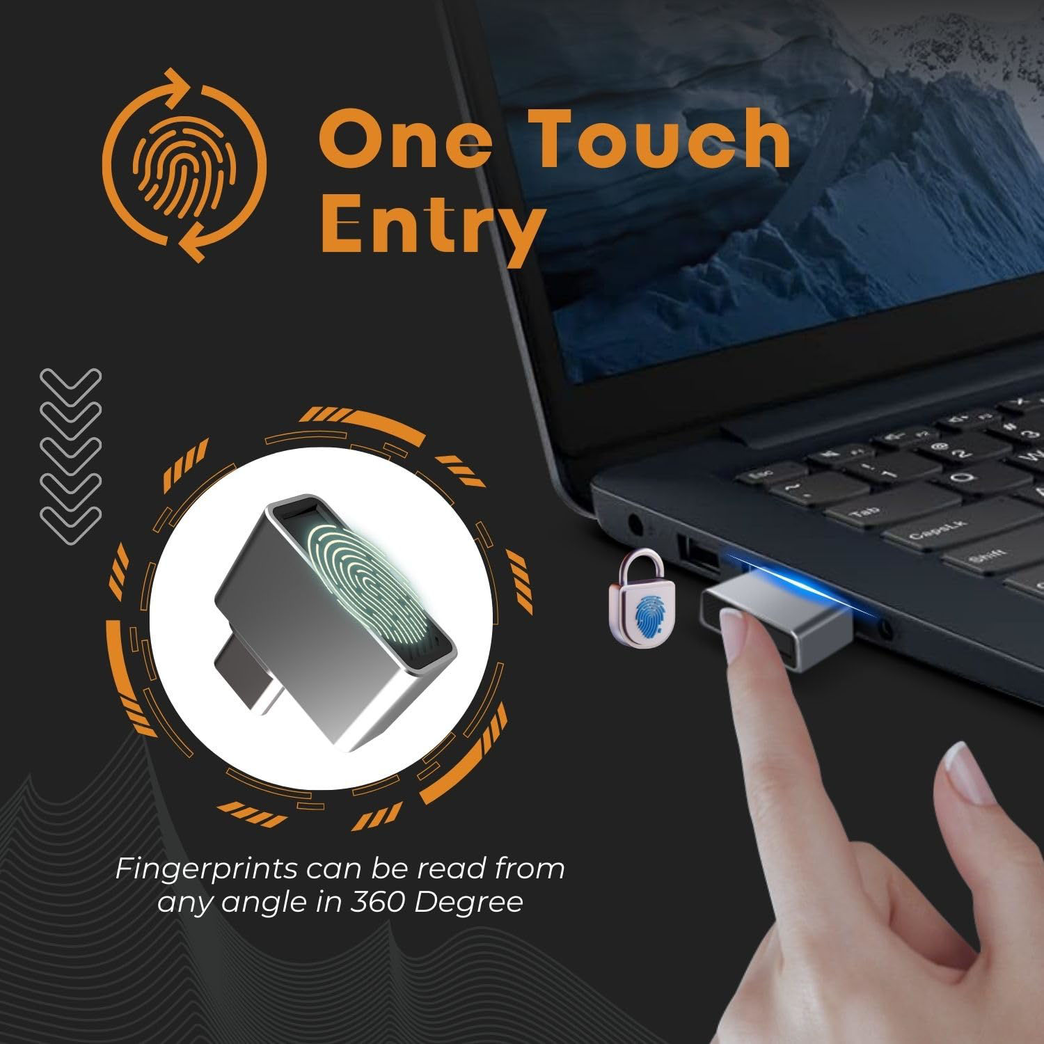 GetUSCart- TNP Nano USB C Fingerprint Reader for Windows 10/11 Hello - USB Type C Security Key ...