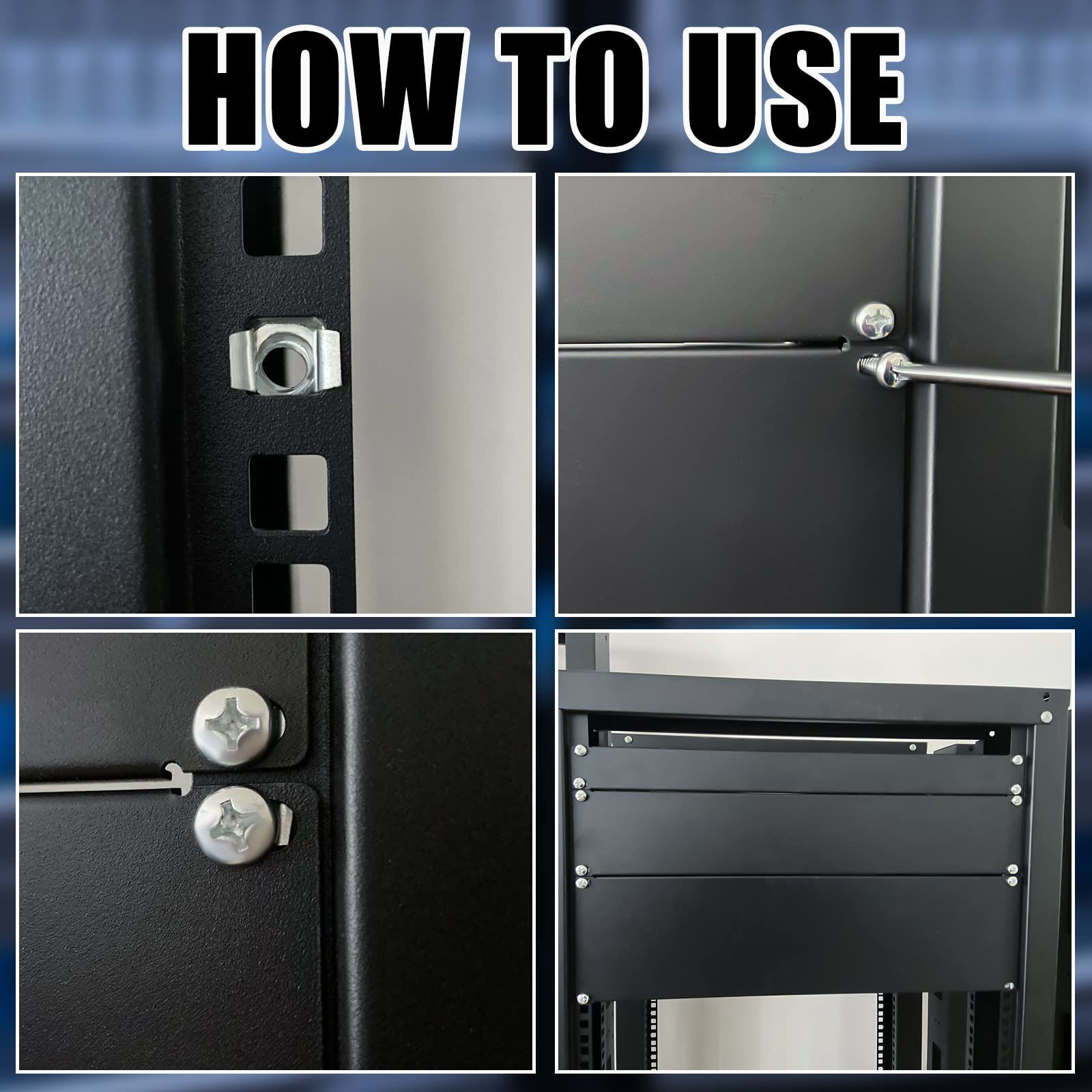 GetUSCart- Leinuosen 4 Pcs 4U Blank Panel Black Metal Rack Panel Rack ...