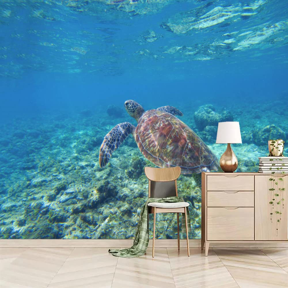 GetUSCart- ATTAFE Sea Turtle in Blue Water 3D Mural Wallpaper ...