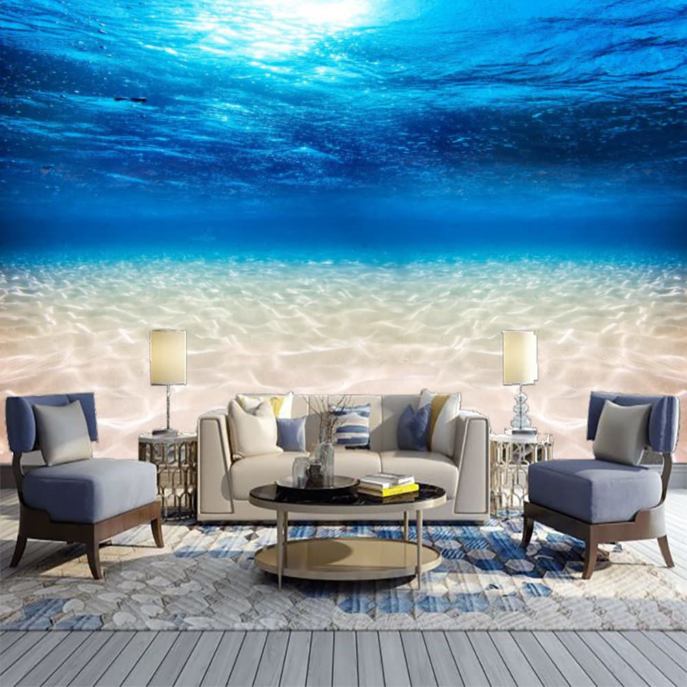 GetUSCart- ATTAFE Underwater Blue Ocean 3D Mural Wallpaper, Wide Sandy ...