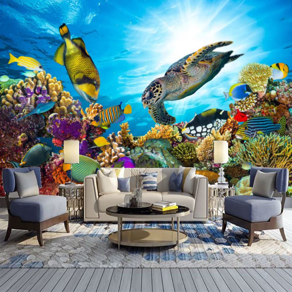 GetUSCart- ATTAFE Underwater World Turtle Creature 3D Mural Wallpaper ...