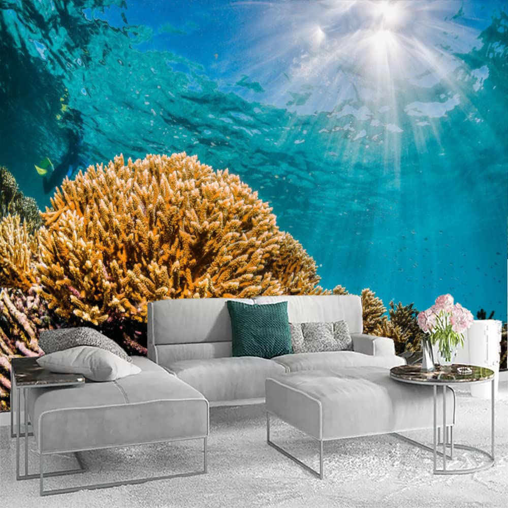 GetUSCart- ATTAFE Underwater Colorful Coral Reef 3D Mural Wallpaper ...