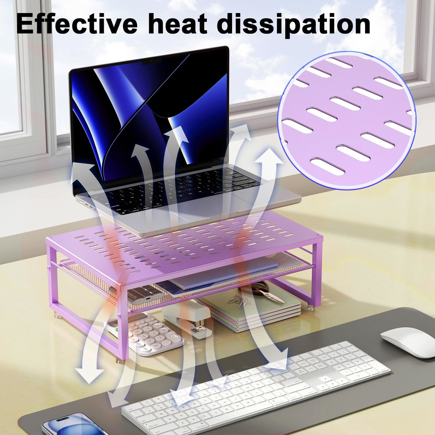 GetUSCart- gianotter 2-Tier Metal Monitor Stand Riser, Office Desk ...