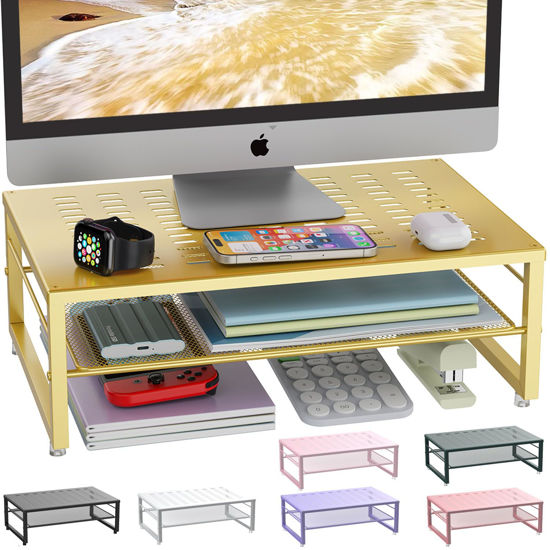 GetUSCart- gianotter 2-Tier Metal Monitor Stand Riser, Desk Accessories ...