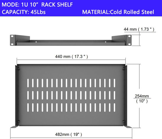 GetUSCart- 1U Server Rack Shelf 10" Deep - Universal Vented Rack Mount ...