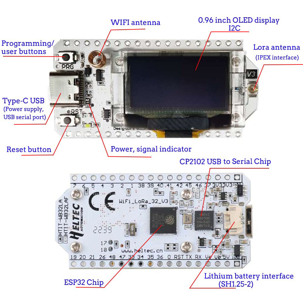 GetUSCart- DIYmall 2 Sets 915MHZ ESP32 Lora V3 WiFi+BLE Development Board 0.96inch OLED Display ...