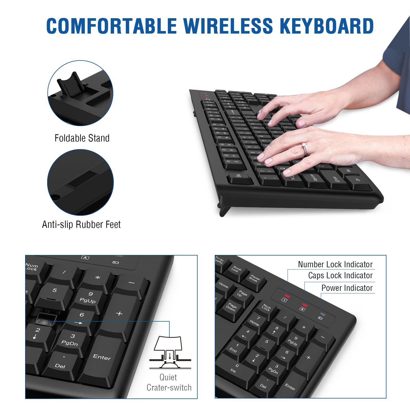 Getuscart Wireless Keyboard And Mouse Combo Edjo Full Sized 2 4ghz Usb Computer Wireless