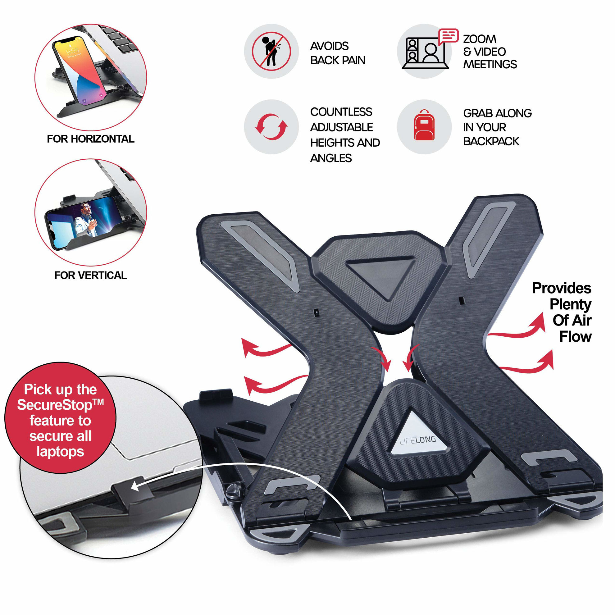 GetUSCart- Lifelong Adjustable Laptop Stand with Phone Holder ...