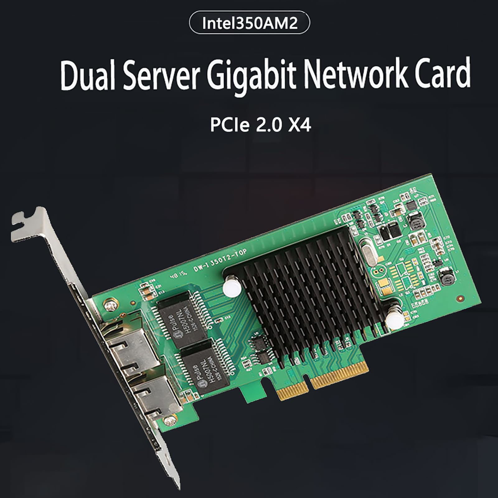GetUSCart- Dual-Port PCIe x4 Gigabit Network Card with Intel I350 1000M PCI Express Ethernet ...