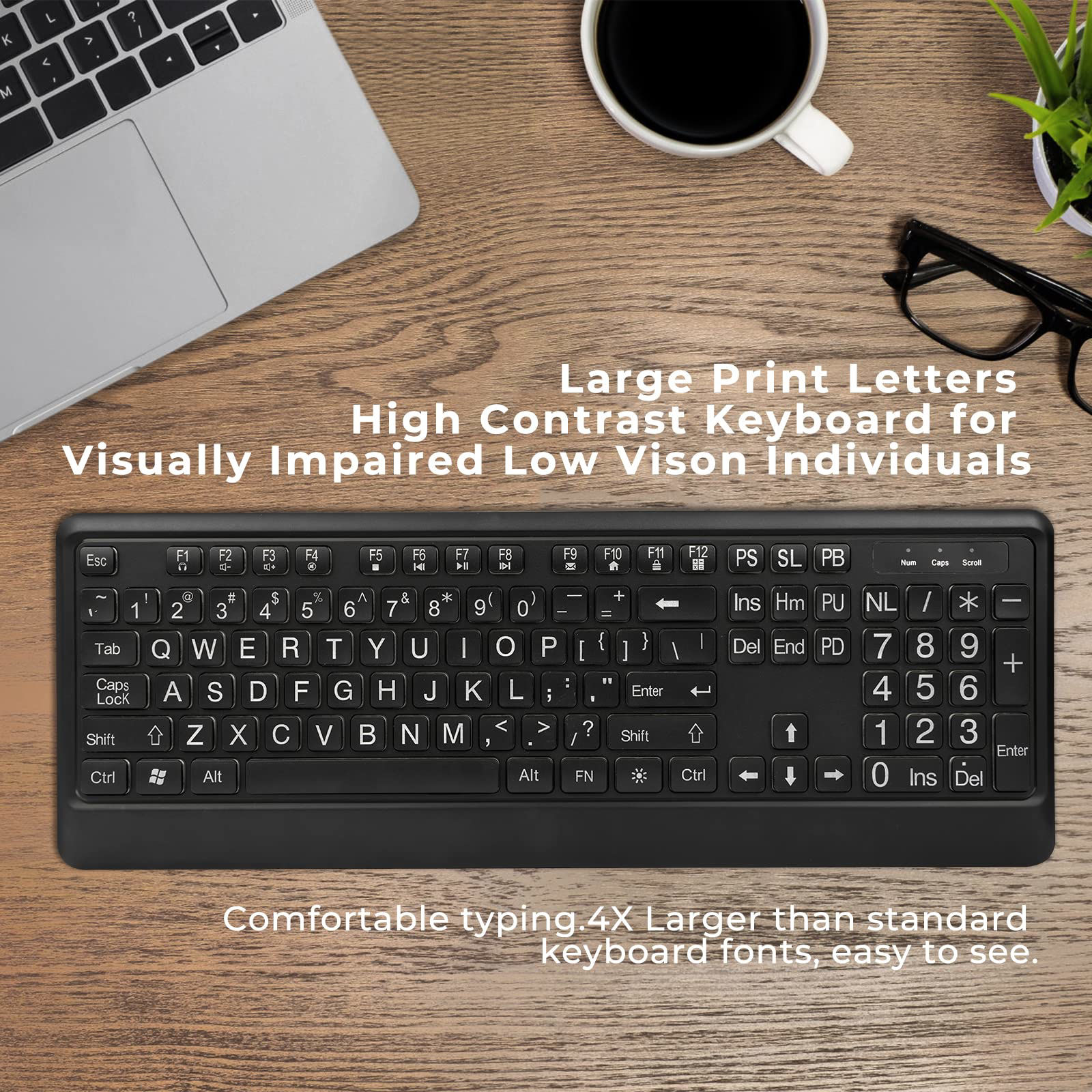 GetUSCart- KOPJIPPOM Large Print Backlit Keyboard, Quiet USB Wired ...