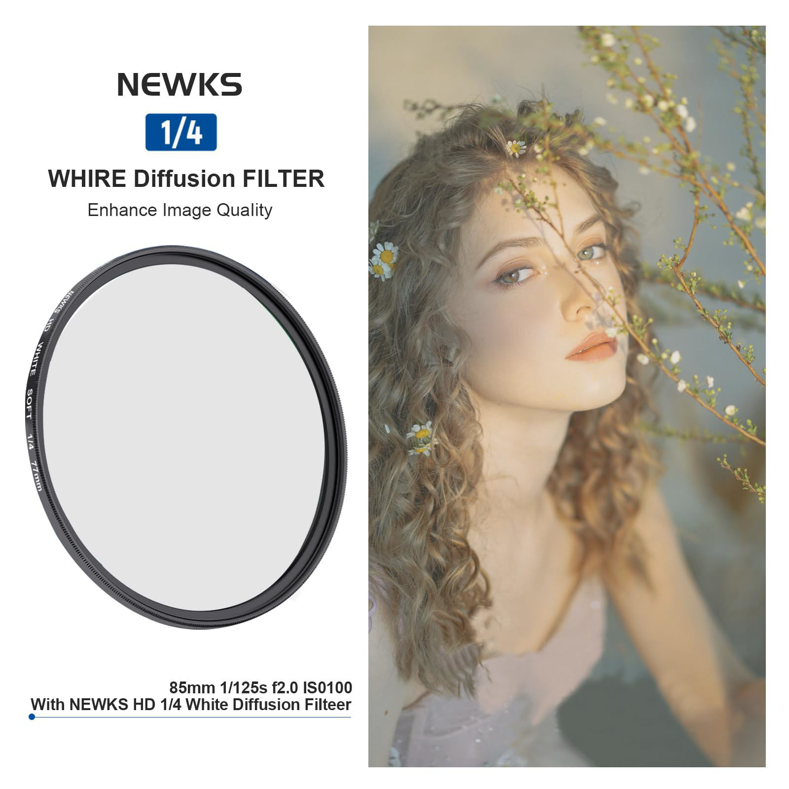 GetUSCart- NEWKS 58mm Soft White Diffusion 1/4 Filter Mist Dreamy ...