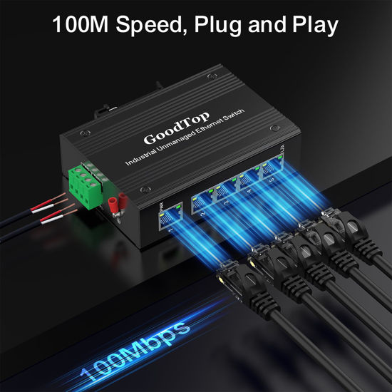 GetUSCart- GoodTop 5 Port 100Mb Unmanaged Industrial Switch with DIN ...