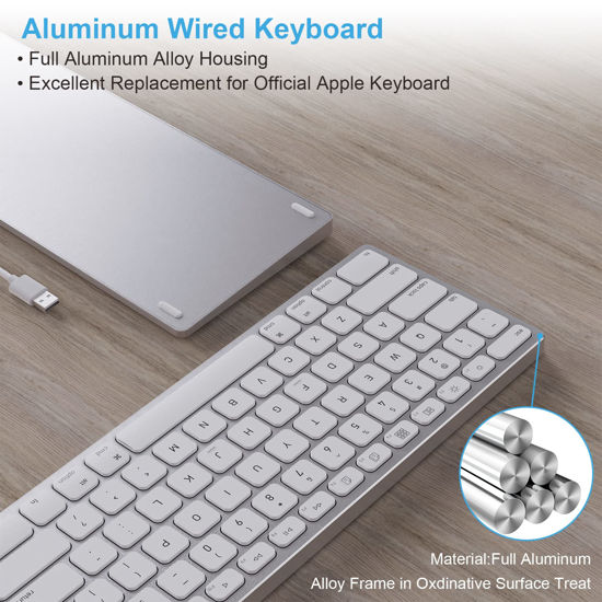 GetUSCart- All-Aluminum Wired Keyboard for Apple Mac OS-Plug-n-Play ...