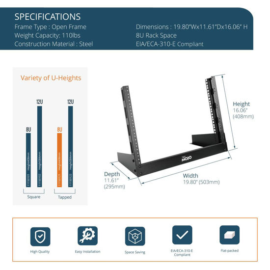 GetUSCart- Tecmojo 2 Post 8U Desktop Sever Rack Small Open Frame Rack ...