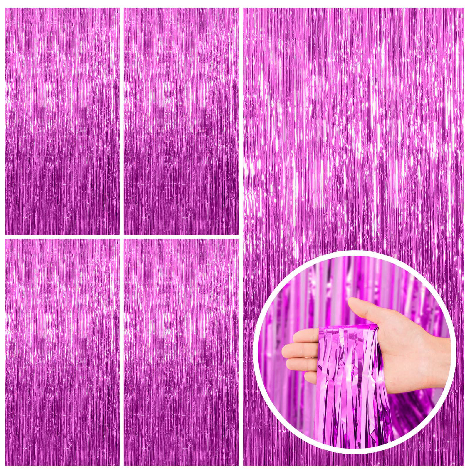 GetUSCart- 5 Pack Hot Pink Party Backdrop Birthday Decorations Tinsel ...