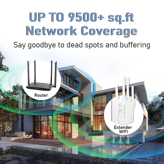 GetUSCart- 2024 Newest WiFi Extender Wireless Booster 1200Mbps Range up to 9500 sq.ft, Repeater ...