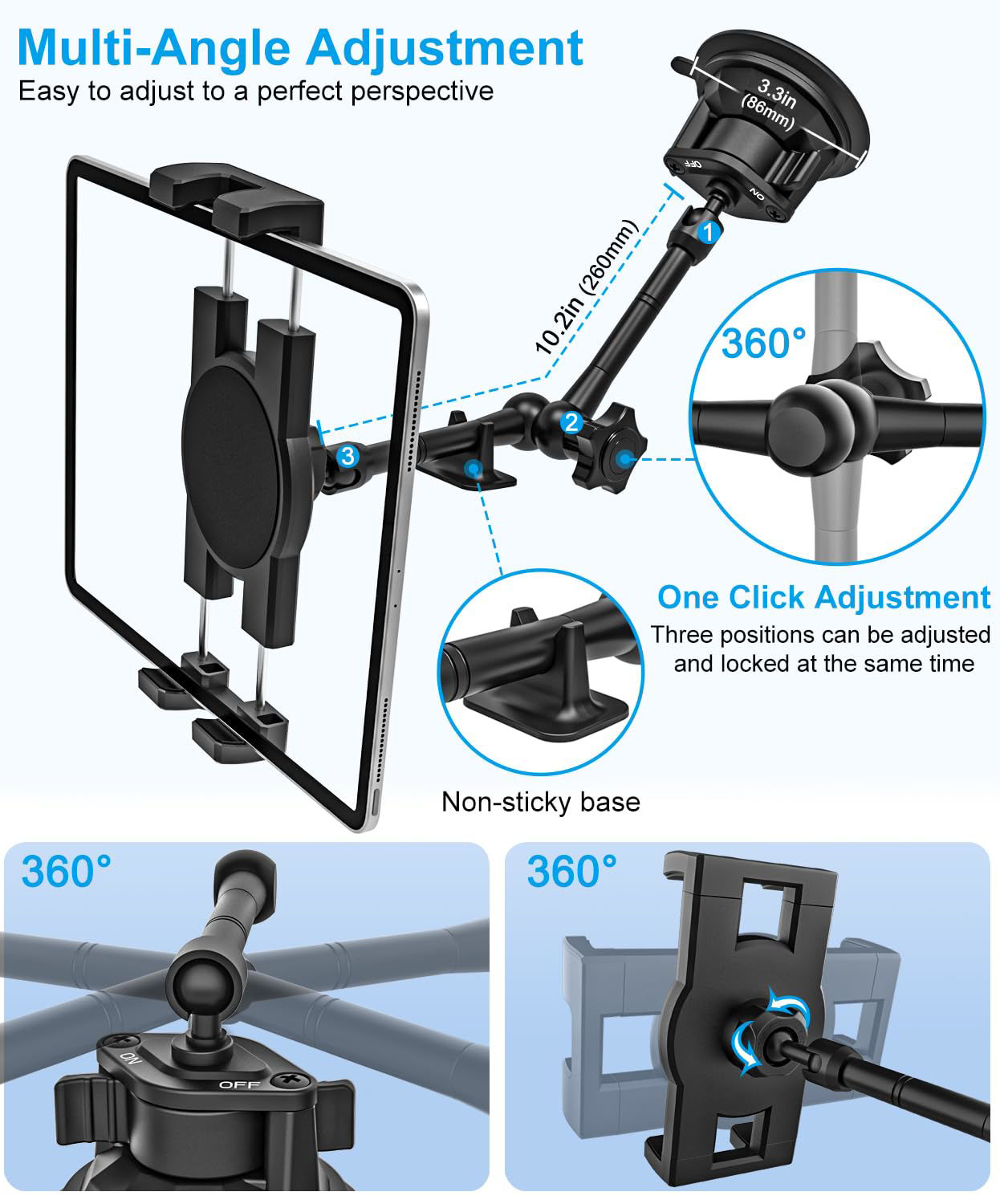 GetUSCart- GDZN Dashboard Tablet Mount for Truck, [Flexible Metal Arm ...