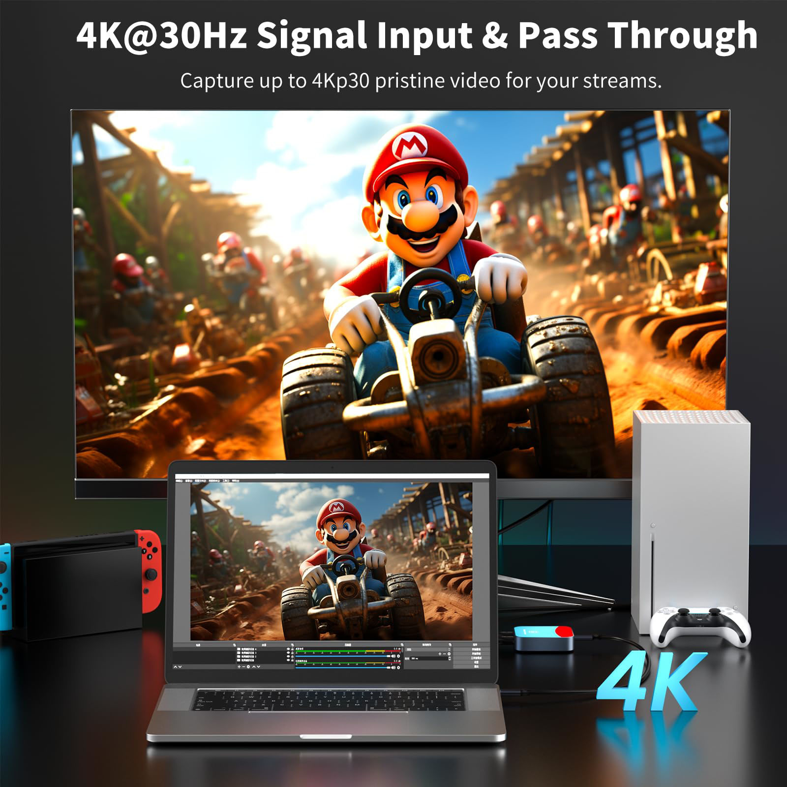 GetUSCart- VANGREE Capture Card for Nintendo Switch, 4K Audio Video ...