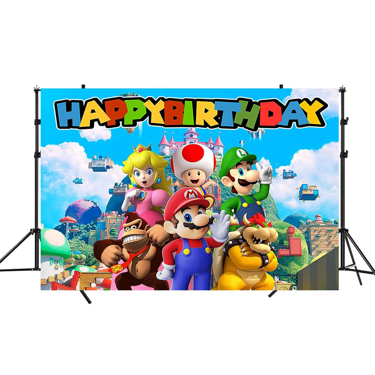 GetUSCart- Mario Backdrop,Mario Birthday Party Banner Background for ...