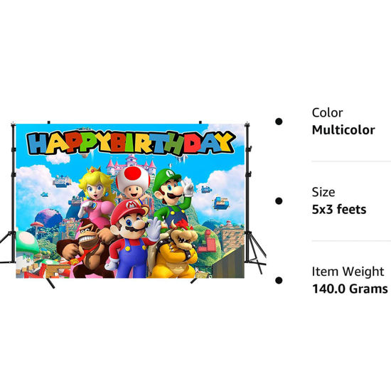 GetUSCart- Mario Backdrop,Mario Birthday Party Banner Background for ...