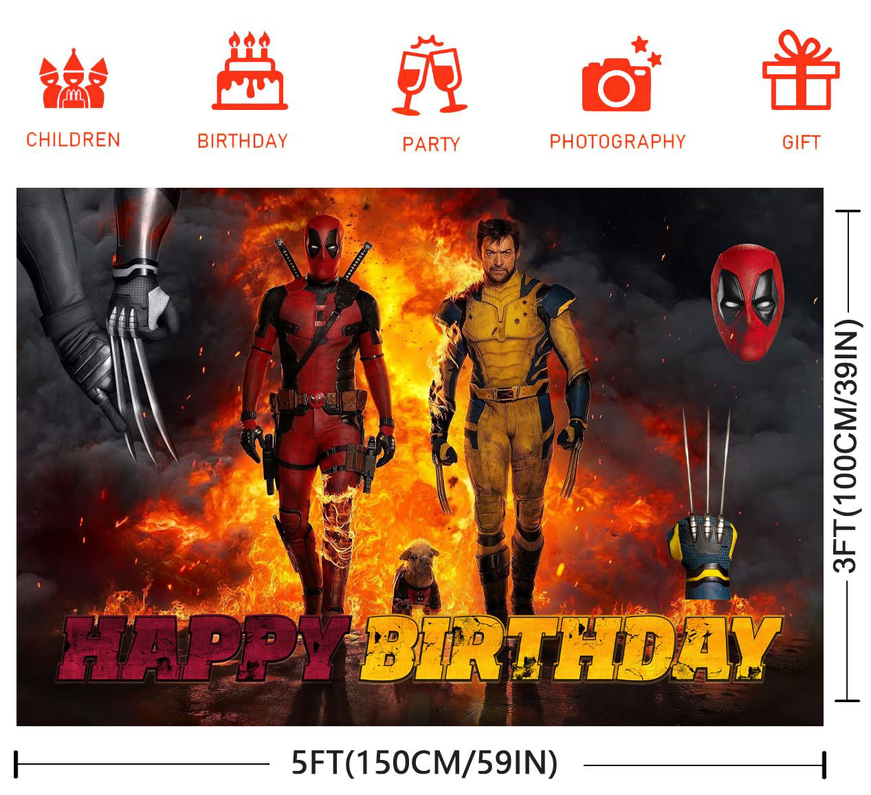 GetUSCart- Deadpol Birthday Party Decorations Backdrop 5x3Ft Birthday ...