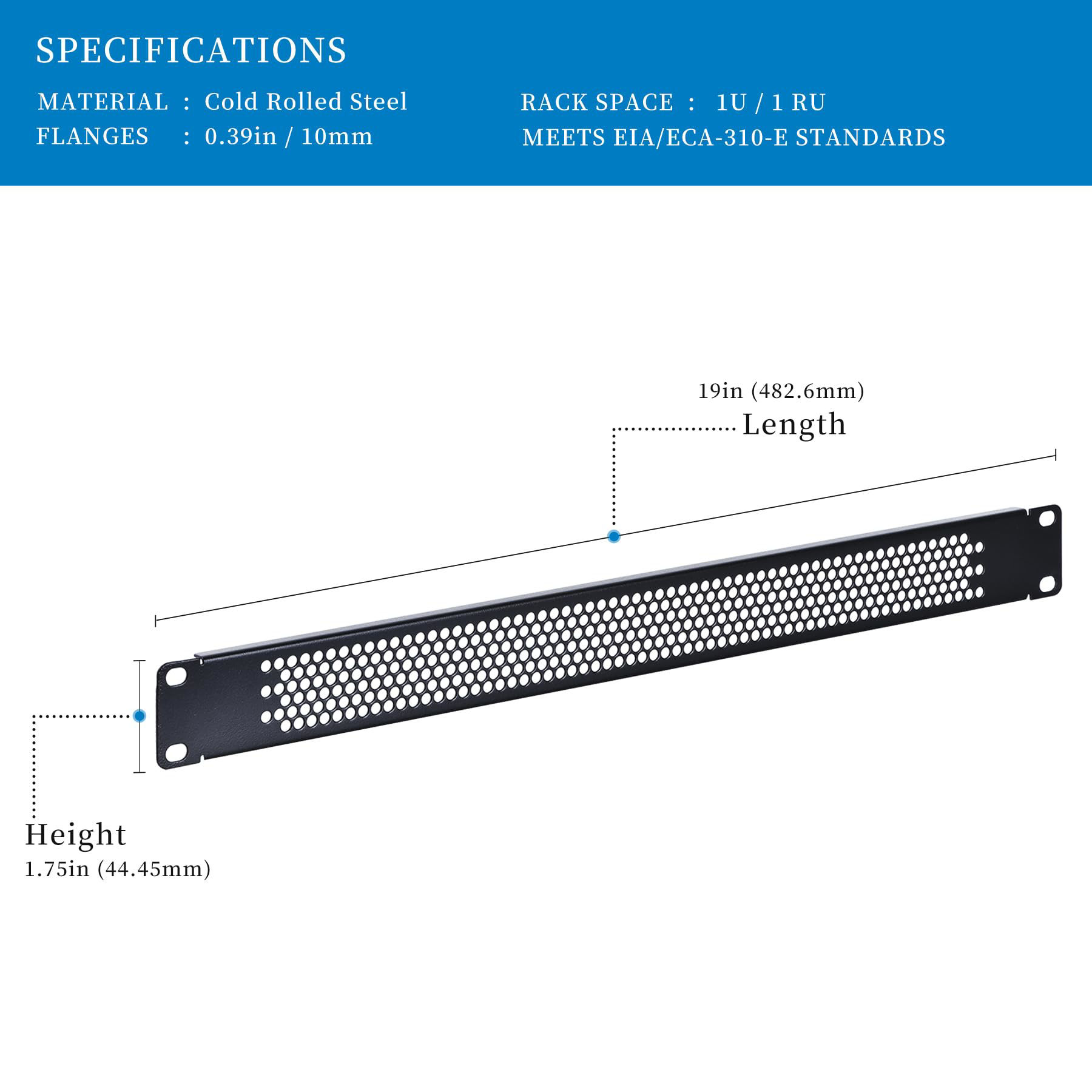 GetUSCart- RackPath 1U Blank Rack Mount Panel Spacer with Venting (10 ...