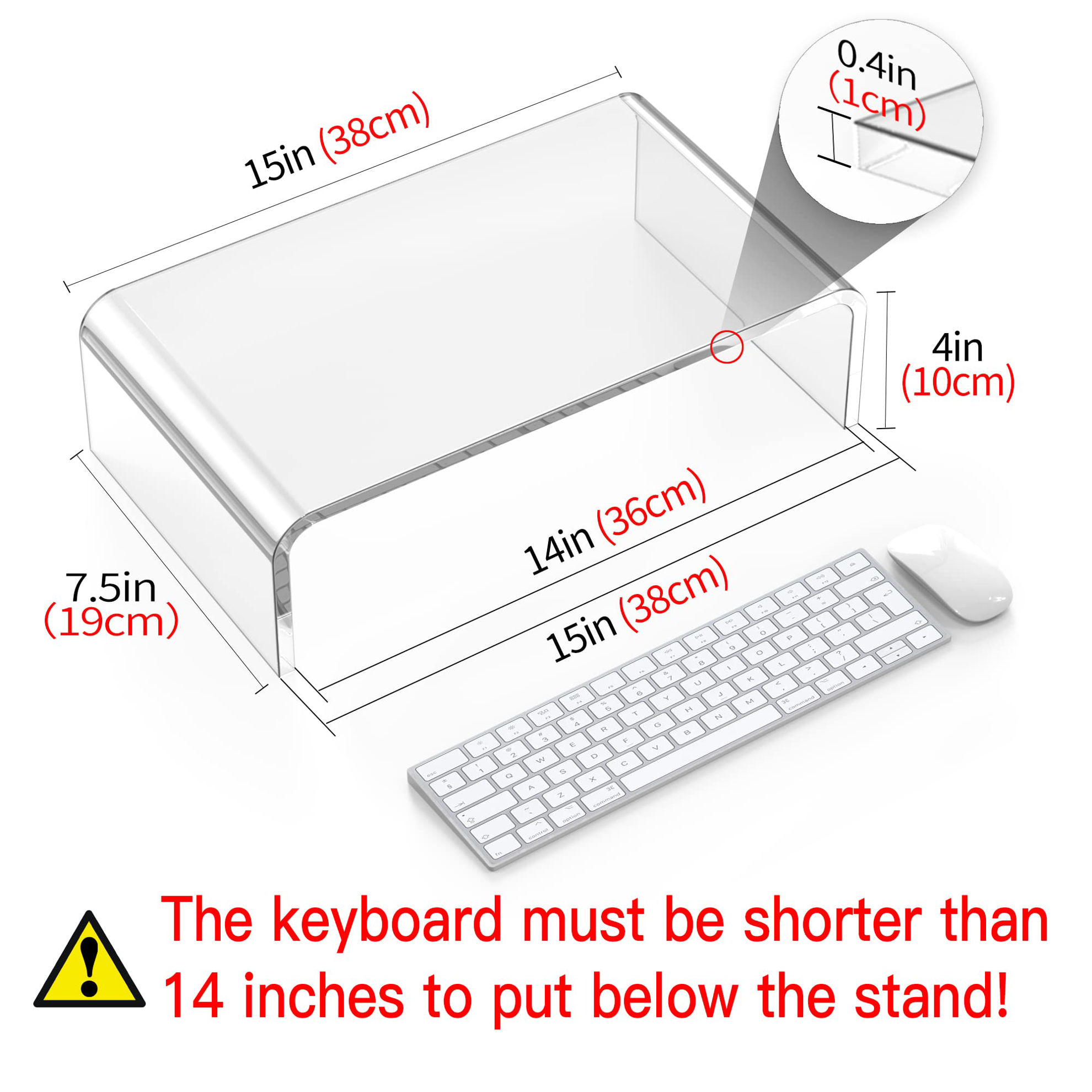 GetUSCart- Beimu Acrylic Monitor Stand Riser Clear Laptop Stand for ...