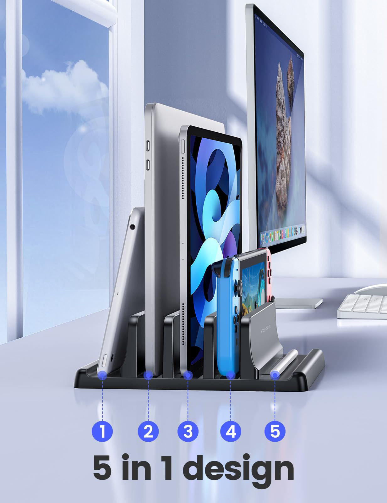 GetUSCart- Vaydeer 3-Slot Vertical Laptop Stand Made of Premium ABS ...