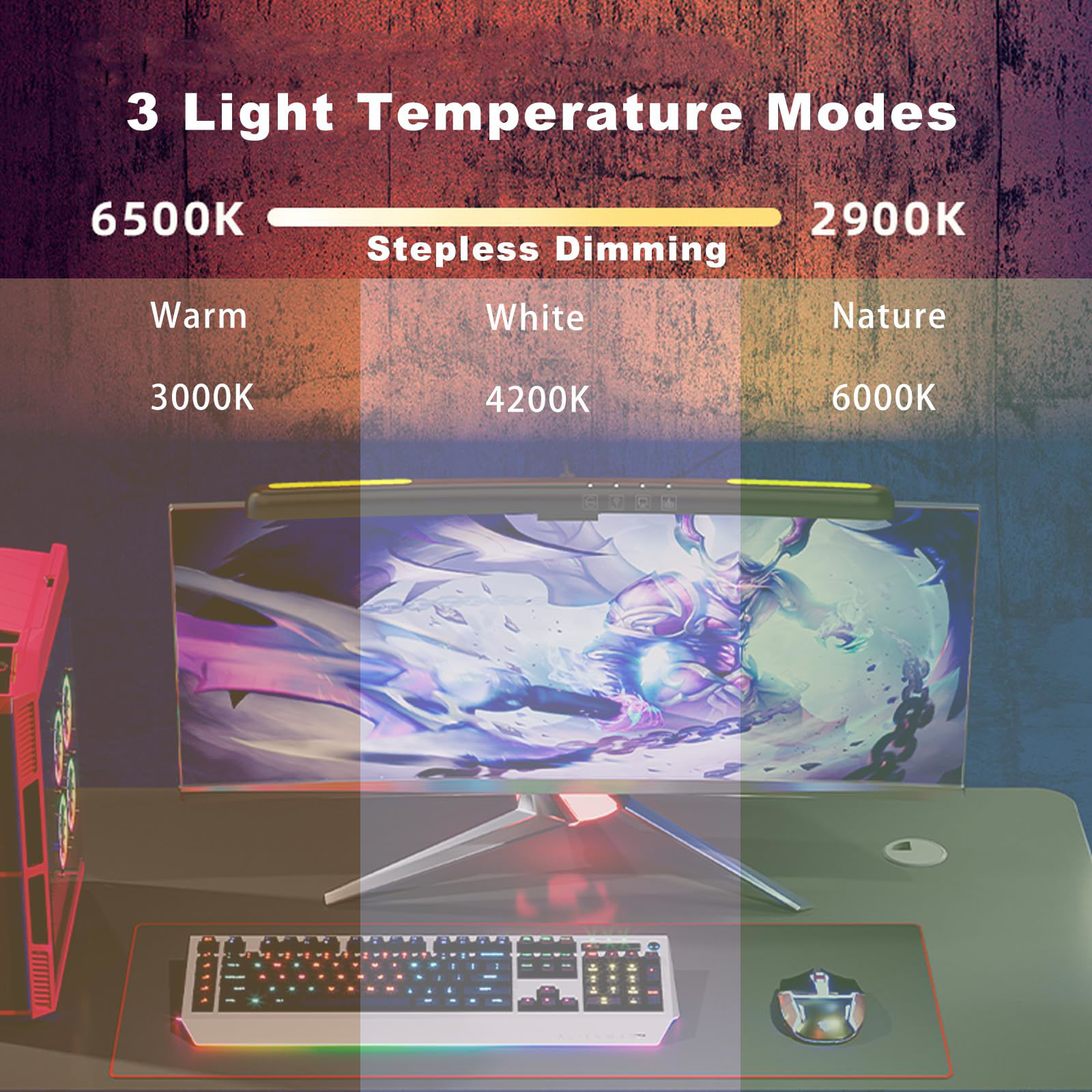 GetUSCart- Curved Monitor Light Bar for 24-27 Inch Curved Screens Light ...