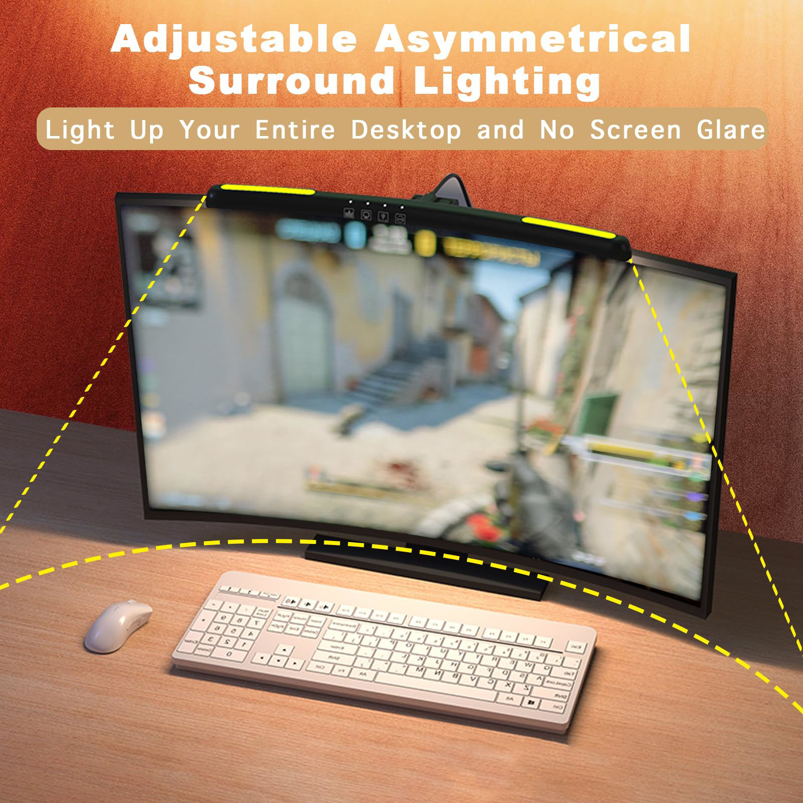 GetUSCart- Curved Monitor Light Bar for 24-27 Inch Curved Screens Light ...