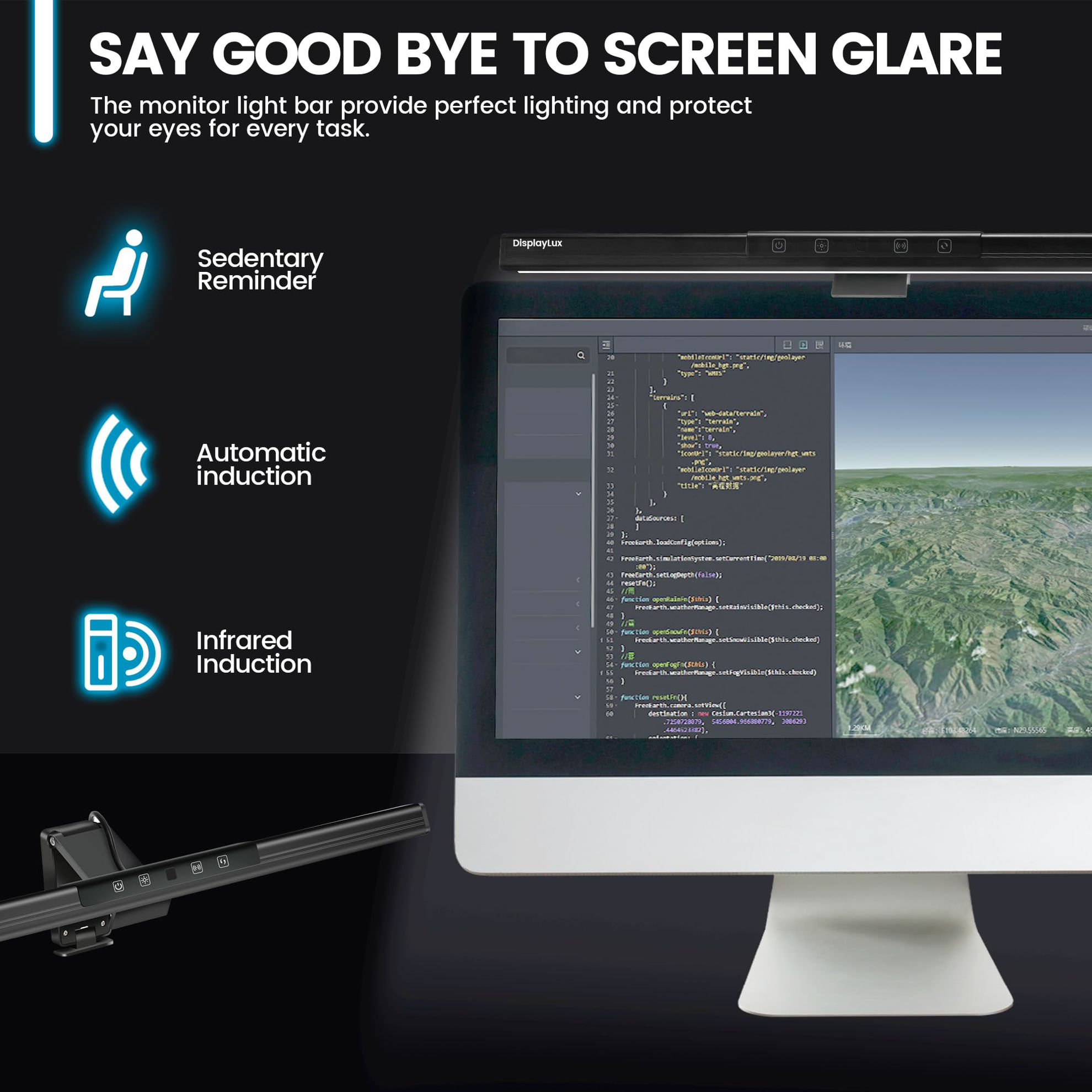 GetUSCart- DisplayLux Monitor Light Bar, Eye-Caring LED Screen Light ...