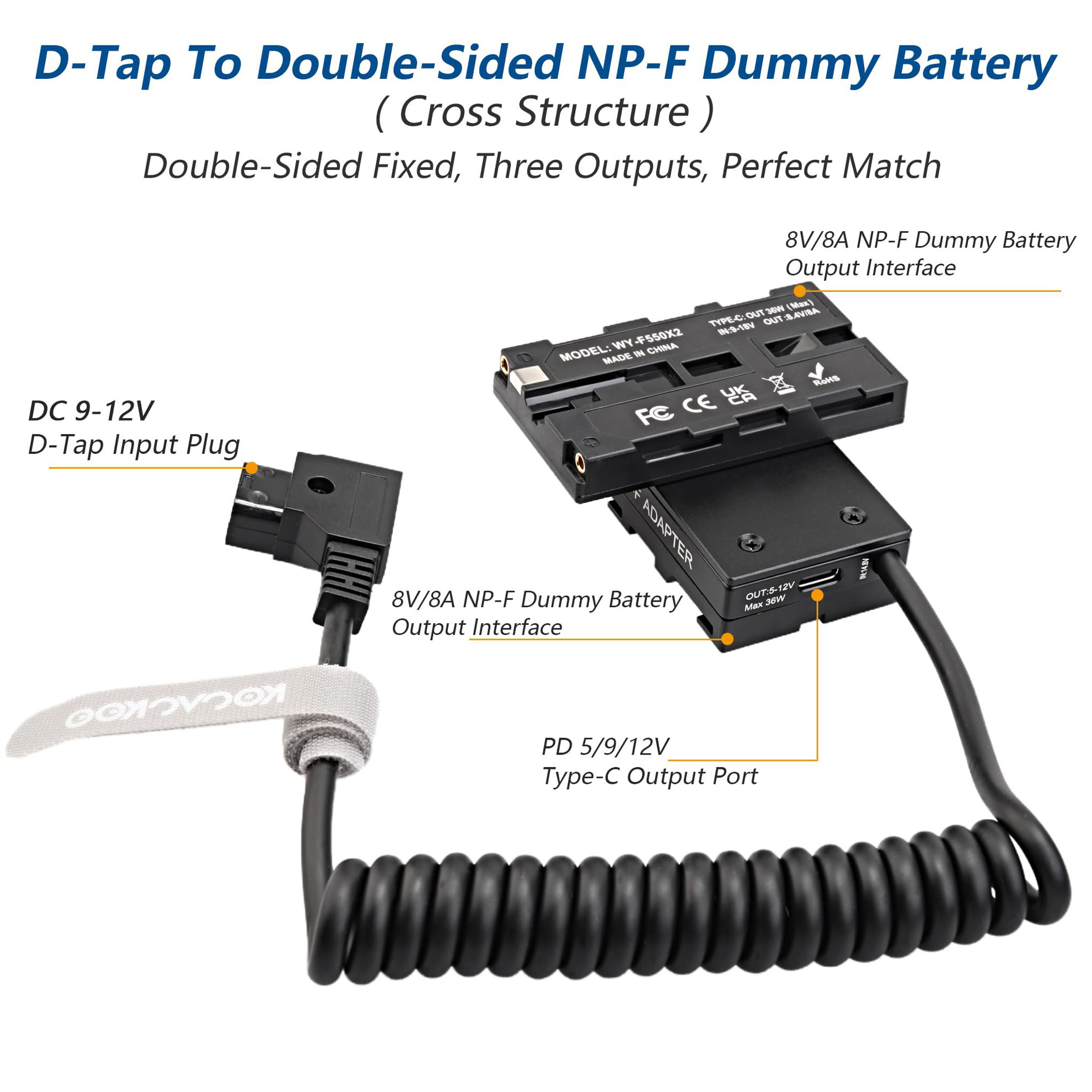 GetUSCart- KOCACKOO D-Tap Ptap to Double-Sided NP-F550/970/570/770 ...