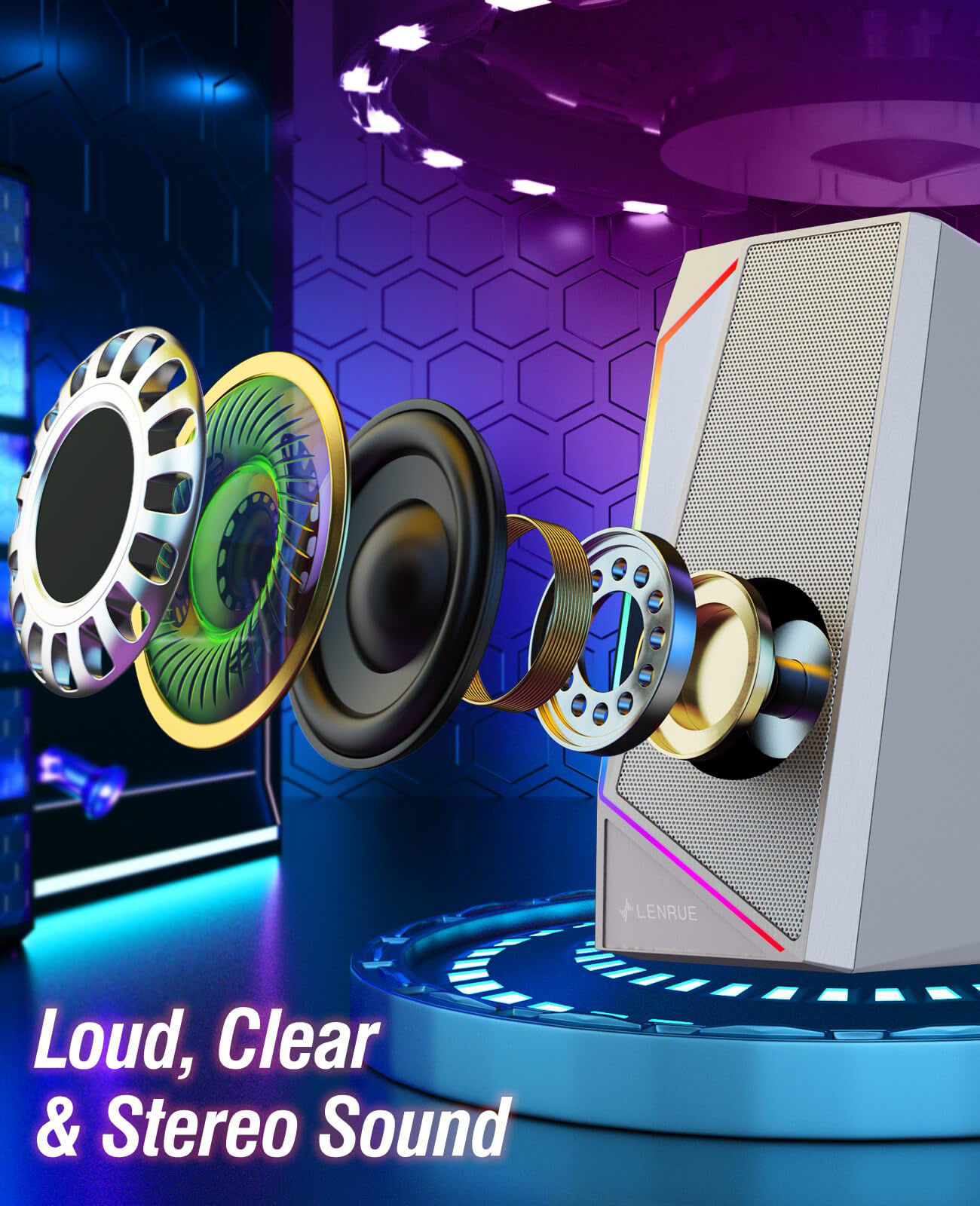 GetUSCart- LENRUE Computer Speakers, USB/USB-C Powered PC Speakers with ...