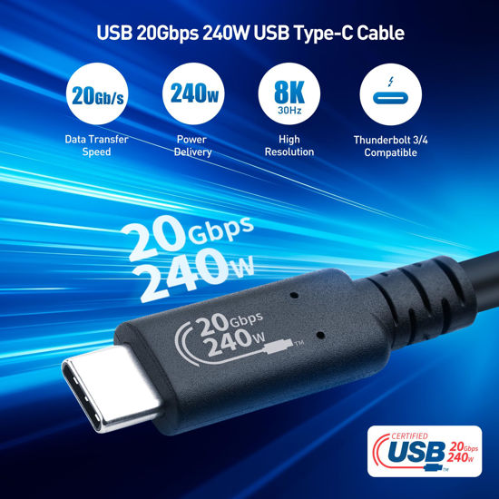 GetUSCart- [USB-IF Certified] Cable Matters 20Gbps Long USB4 Cable/USB ...